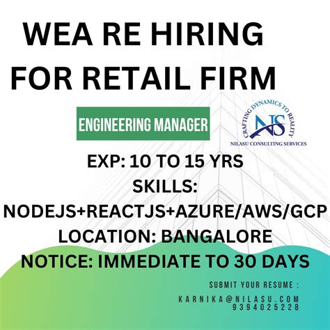 Karnika Bhattacharyya On Linkedin Hiringalerts Engineeringmanager Retailindustry Bangalorejobs…