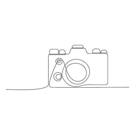 연속 한 줄 그림 Hd 사진 카메라 윤 터 일러스트레이션 프리미엄 벡터