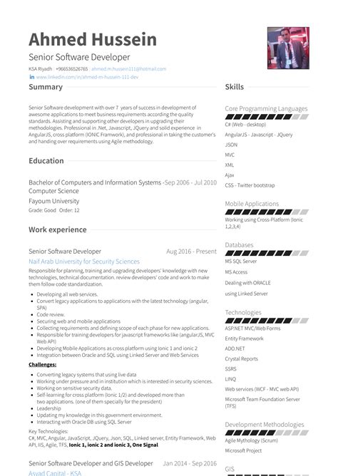 Senior Software Developer Resume Samples And Templates VisualCV Senior Software Developer Resume Samples And Templates VisualCV