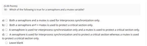 Solved Points Which Of The Following Is True For Chegg