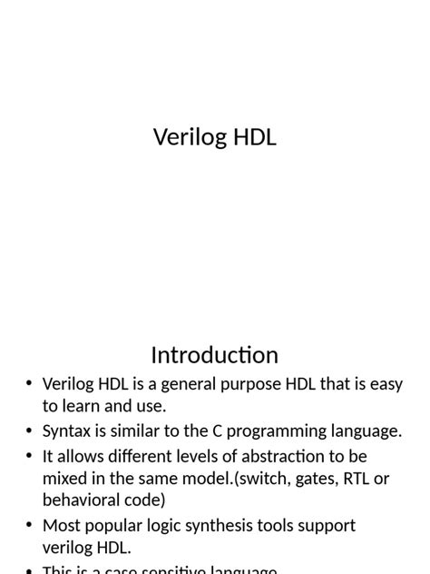 Unit I Verilog New Pdf Hardware Description Language Vhdl