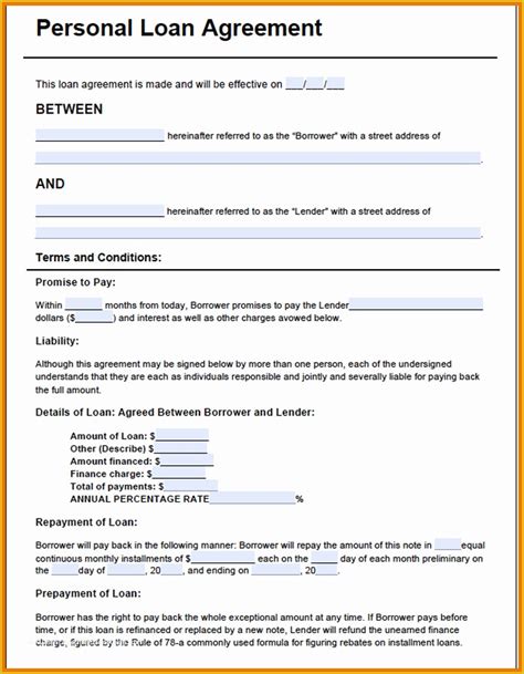 Unsecured Loan Agreement Template Free Of Loan Free Driverlayer Search