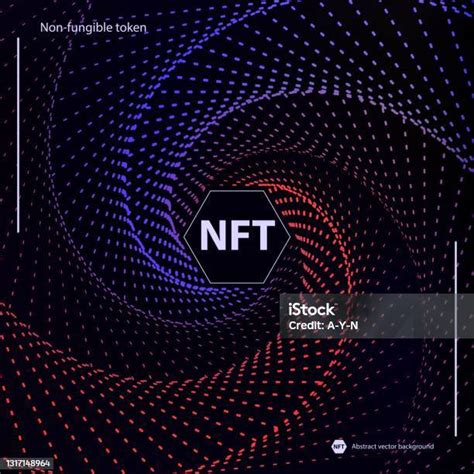 나선형 운동의 Nft 비 곰팡이 토큰 개념은 추상적 인 배경을 점 트위스트 육각형 라인 그라데이션 배경과 비 곰팡이 토큰 기호
