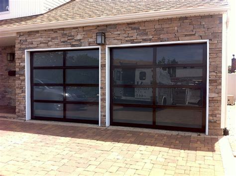 Contemporary Aluminum And Frosted Tempered Privacy Glass Garage Door