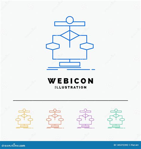Algorithm Chart Data Diagram Flow 5 Color Line Web Icon Template Isolated On White Vector