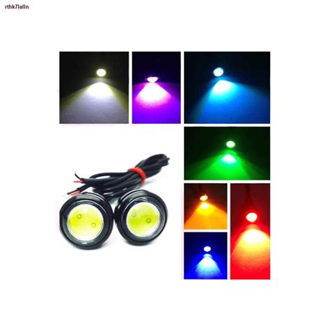 พร้อมส่งในไทย⊙♞♛ ไฟตาแมว Led 12v ขาว ไอซ์บรู ฟ้า เขียว ชมพู แดง เหลือง 23mm 10w 1 คู่ 2