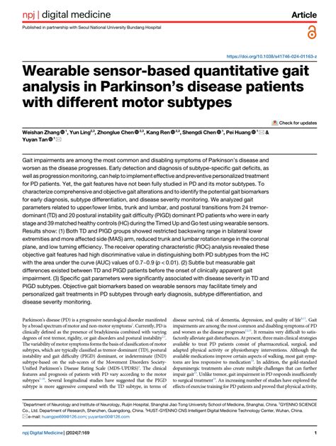 Pdf Wearable Sensor Based Quantitative Gait Analysis In Parkinsons Disease Patients With