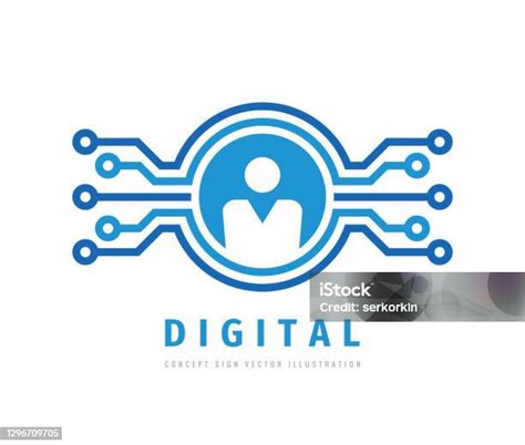 디지털 비즈니스 컨셉 아이콘 사인 디자인 관리자 통신 사인입니다 데이터 기술 기호입니다 네트워크 프로필입니다 벡터 그림입니다 경영자에 대한 스톡 벡터 아트 및 기타 이미지