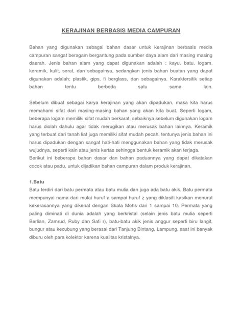 Bahan Campuran Kerajinan Media Campuran Pdf
