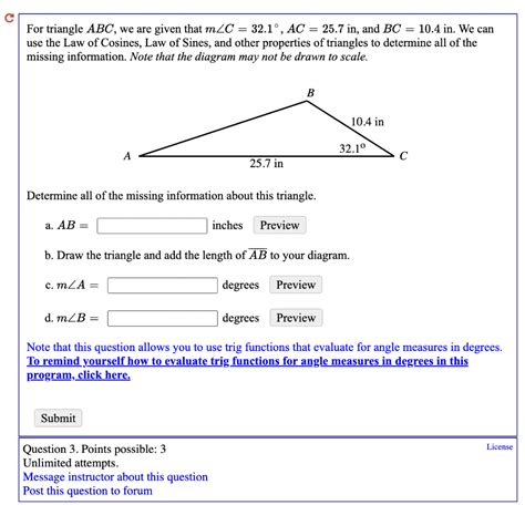 solved for triangle abc we are given that m∠c 32 1∘ ac 25 7