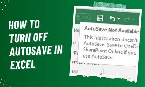 How To Turn Off Autosave In Excel Earn And Excel