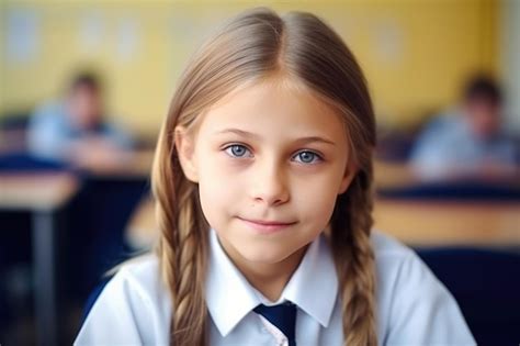 Premium Ai Image Portrait Of A Beautiful Young School Girl In The