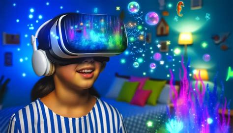 Premium Photo Joyful Young Girl Experiencing Virtual Marine Biology