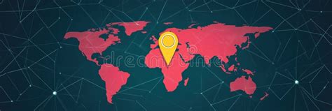 Stylized World Map With Abstract Location Pins And Connecting Lines Illustrating Global