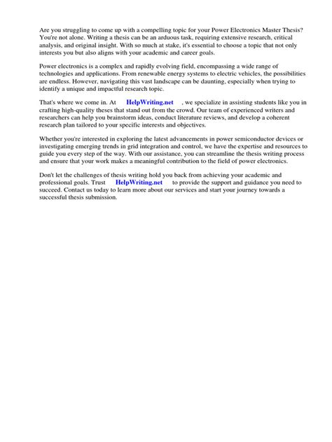 Power Electronics Master Thesis Topics Pdf Power Electronics Electronics