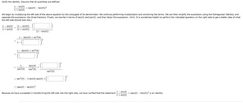 Solved Verify The Identity Assume That All Quantities Are Chegg Com
