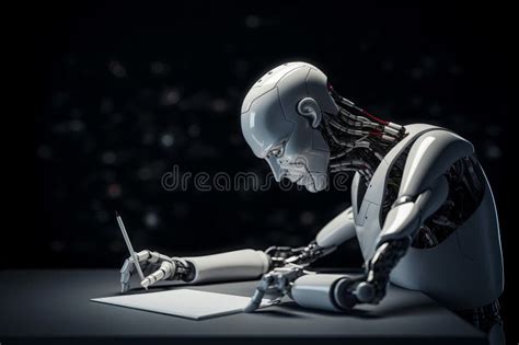 Artificial Intelligence Robot Writing Ai Essay And Education Concept Stock Illustration