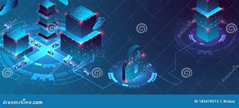 Isometric Big Data Flow Processing Concept Cloud Database Abstract Technology Background Stock