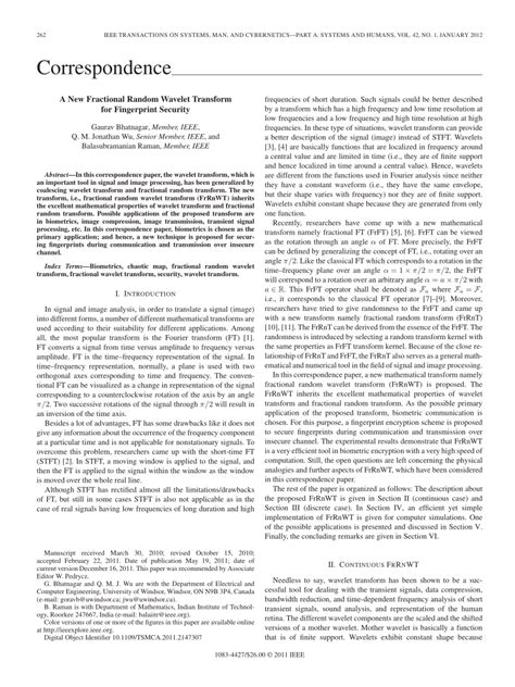 Pdf A New Fractional Random Wavelet Transform For Fingerprint Security