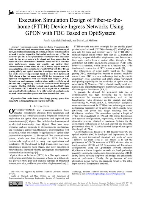 Pdf Execution Simulation Design Of Fiber To The Home Ftth Device