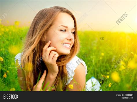 Beauty Girl Meadow Image And Photo Free Trial Bigstock