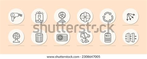 Set Ventilation Icons Airflow Fan Exhaust Stock Vector Royalty Free