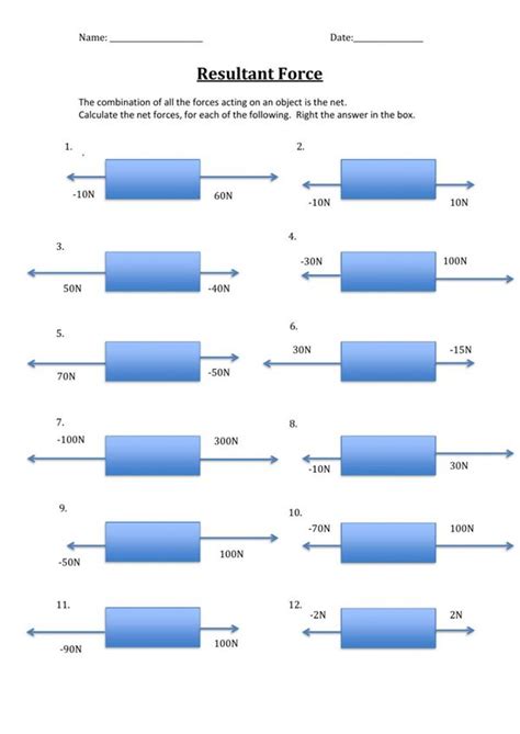Net Force Diagram Worksheet