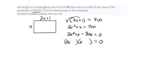 solved the length of a rectangle is one foot more than twice it s