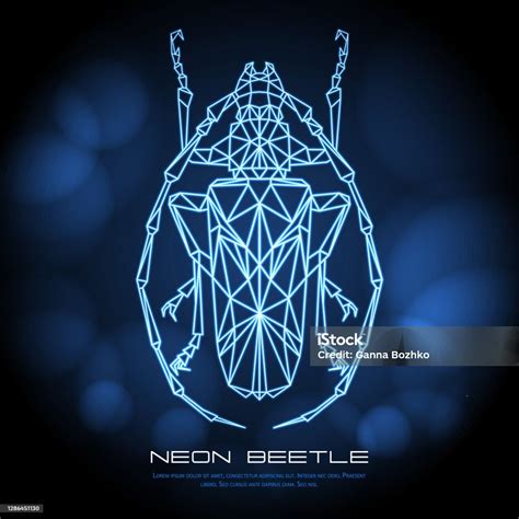 추상 네온 다각형 삼각형 긴 뿔 딱정벌레 버그 네온 기호 곤충학적 벡터 일러스트레이션 고풍스런에 대한 스톡 벡터 아트 및 기타 이미지 고풍스런 곤충 그래픽 프린트