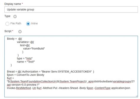 azure devops is there a way to set variables in variable groups