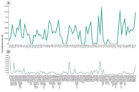 Nucleotide Diversity Pi Of Coding Regions A And Non Coding Regions