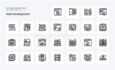 25 Web Development Line Icon Pack Stock Vector Illustration Of Layout Service 264523709
