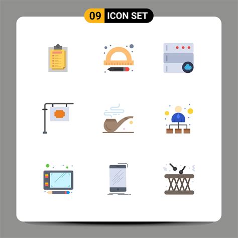 Universal Icon Symbols Group Of 9 Modern Flat Colors Of Hierarchical Structure St Database Smoke