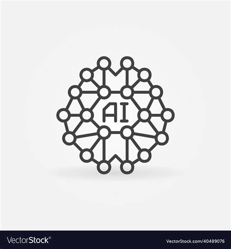 Digital Brain Outline Icon Ai Or Ml Royalty Free Vector