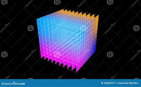 Colored D Wireframe Cube Of Lines And Dots D Rendering Stock Illustration Illustration Of
