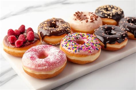Assortment Of Gourmet Doughnuts Premium Photo