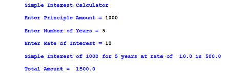 Program For Calculation Of Simple Interest