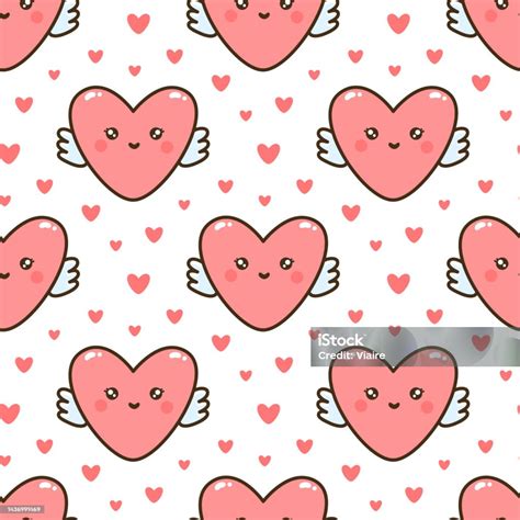 귀여운 하트를 가진 매끄러운 패턴 포장 포장지 섬유 등에 사용할 수 있습니다 발렌타인 데이 카드 아동복 침구 시트 등에 탁월한 프린트 개념에 대한 스톡 벡터 아트 및 기타