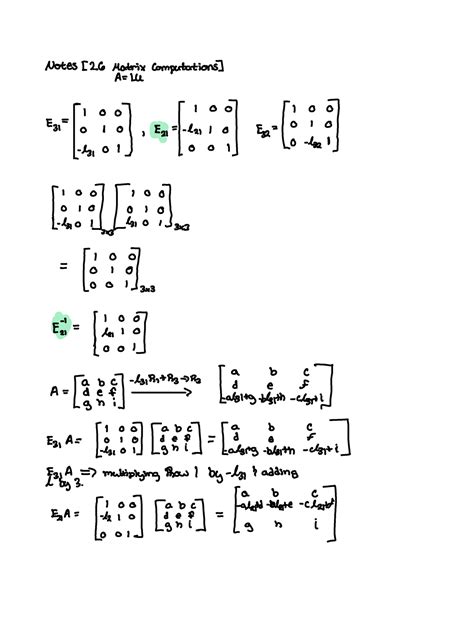Lecture Notes Matrices Closed Notes 2 Matrix Computations A Lu 1 O