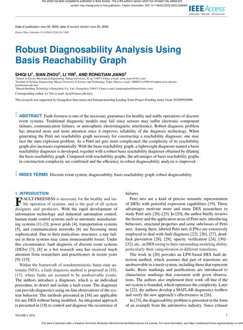 Pdf Robust Diagnosability Analysis Using Basis Reachability Graph
