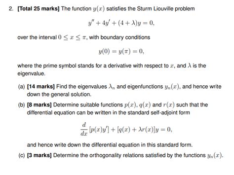 Solved Total 25 Marks The Function Yx Satisfies The