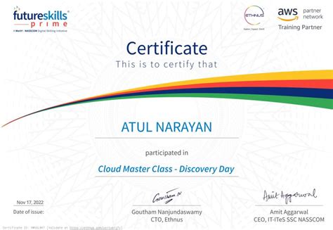 Atul Narayan On Linkedin Completed The Aws Cloud Masterclass Discovery Day With Ethnus In…