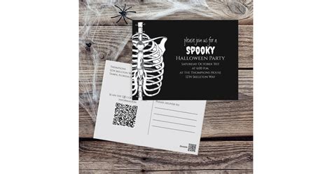 Halloween Spooky Skeleton Scary Qr Code Postcard Zazzle