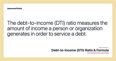 Debt To Income Dti Ratio And Formula Awesomefintech Blog