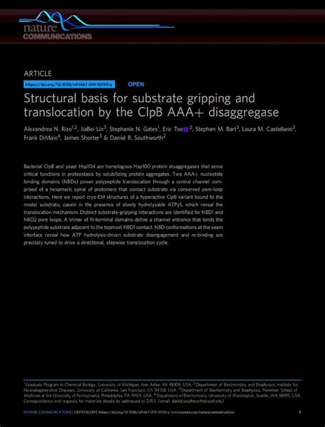 Pdf Structural Basis For Substrate Gripping And Translocation By Papersarticle