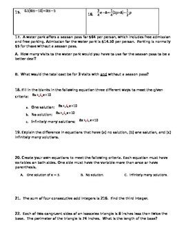 Equations Quiz Variables On Both Sides IMS And No Solution By Math Overload