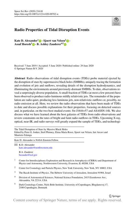 Radio Properties Of Tidal Disruption Events Request Pdf
