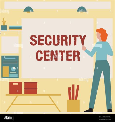 Writing Displaying Text Security Center Word Written On Centralized Unit That Deals With