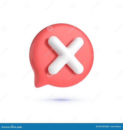 Close Delete Button 3d Button On White Backdrop Cross Symbol 3d