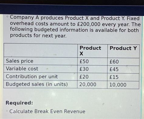 Solved Company A Produces Product X And Product Y Fixed
